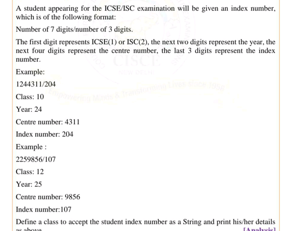 A student appearing for the ICSE/ISC