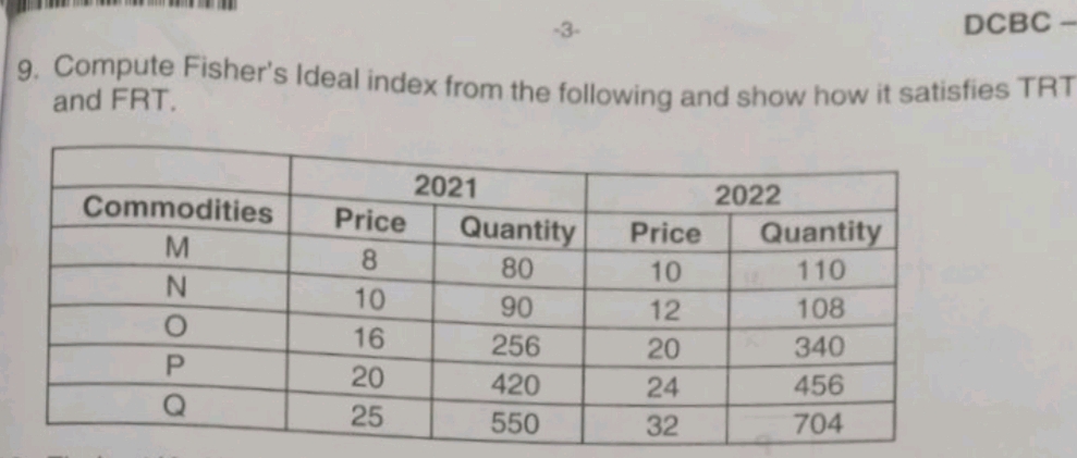 9 Compute Fishers Ideal index from the | StudyX