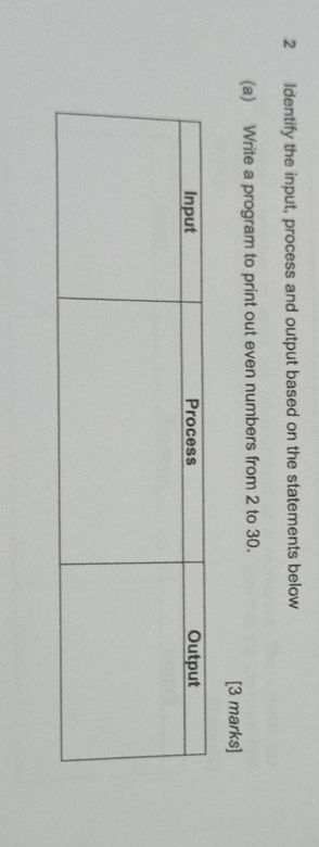 Identify the input process and output based | StudyX