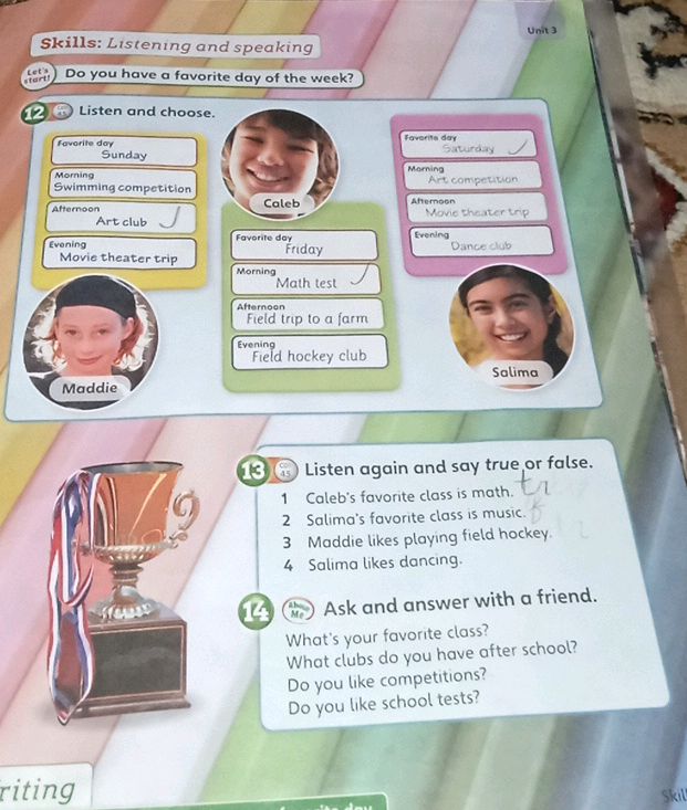 Skills Listening and speaking Do you have a | StudyX