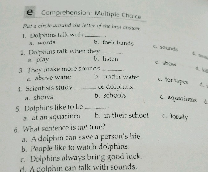 e Comprehension Multiple Choice Put a circle | StudyX