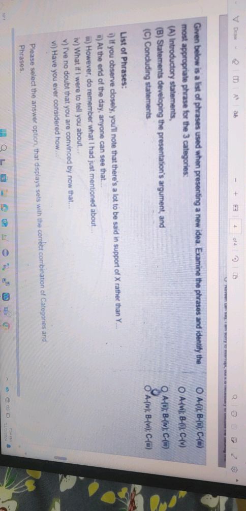 Given below is a list of phrases used when | StudyX