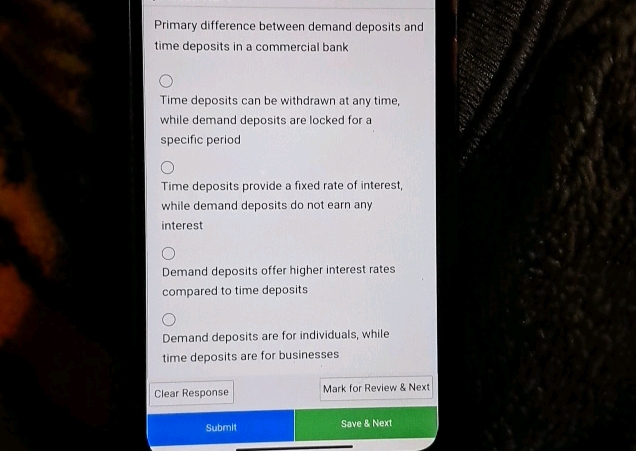 Primary difference between demand deposits | StudyX