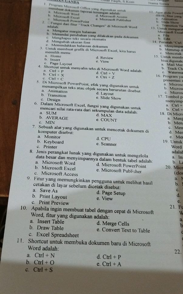 1 Program Microsoft Office yang digunakan | StudyX