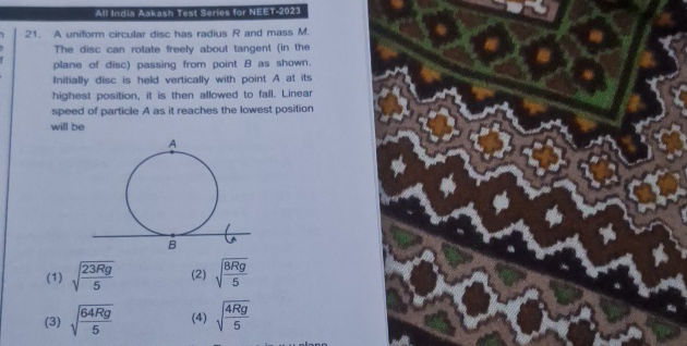 A uniform circular disc has radius R and | StudyX