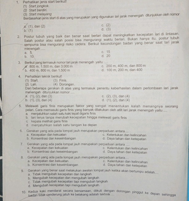 1 Perhatikan jenis start berikut(1) Start | StudyX