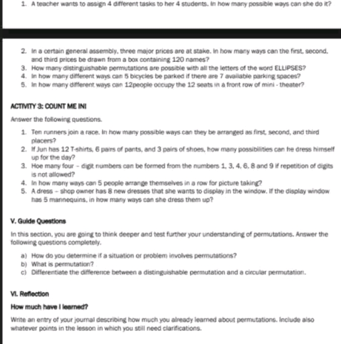 1 A teacher wants to assign 4 different | StudyX