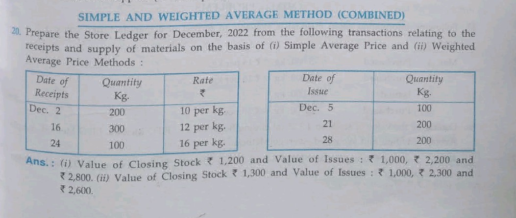 SIMPLE AND WEIGHTED AVERAGE METHOD | StudyX