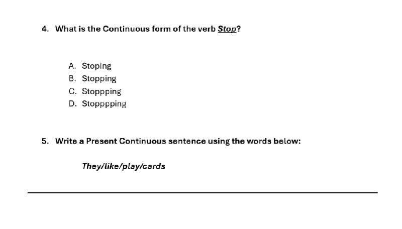 4 What is the Continuous form of the verb | StudyX