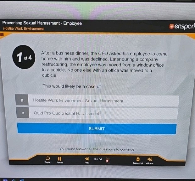 Preventing Sexual Harassment - Employee | StudyX