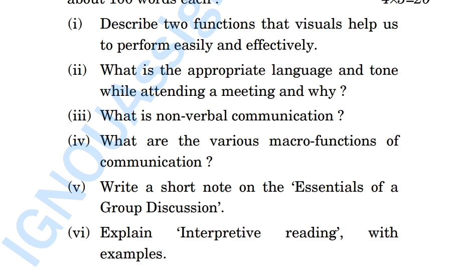 (i) Describe two functions that visuals help | StudyX