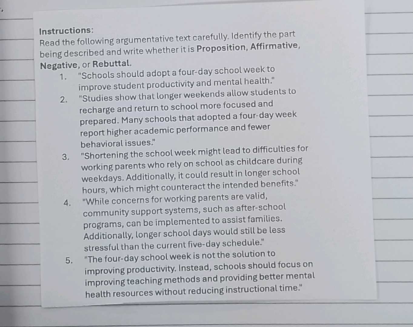 Instructions Read the following | StudyX