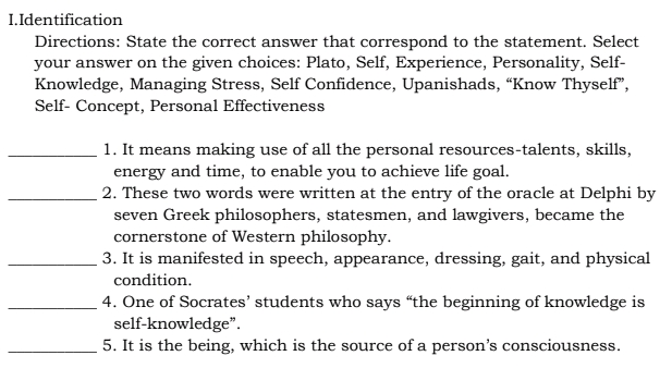 IIdentification Directions State the correct | StudyX