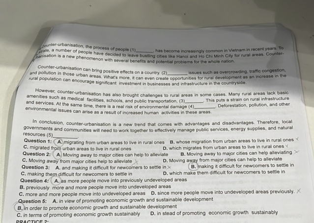Counter-urbanisation the process of people | StudyX