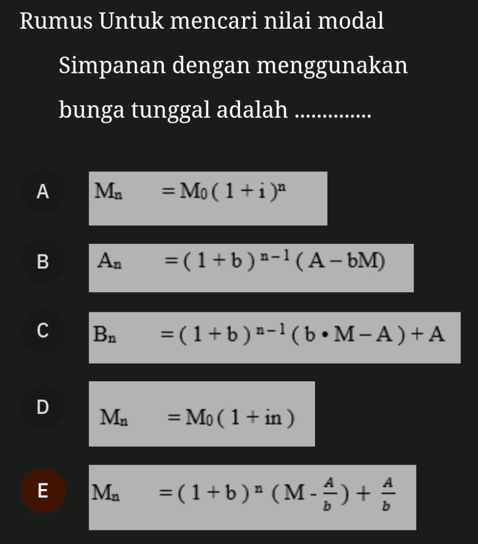 Rumus Untuk mencari nilai modal Simpanan | StudyX