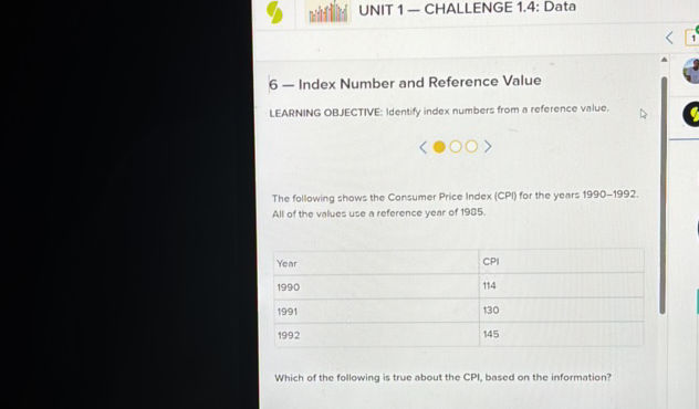 UNIT 1-CHALLENGE 14 Data 6-Index Number and | StudyX