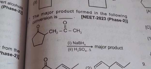 The major product formed in the following | StudyX