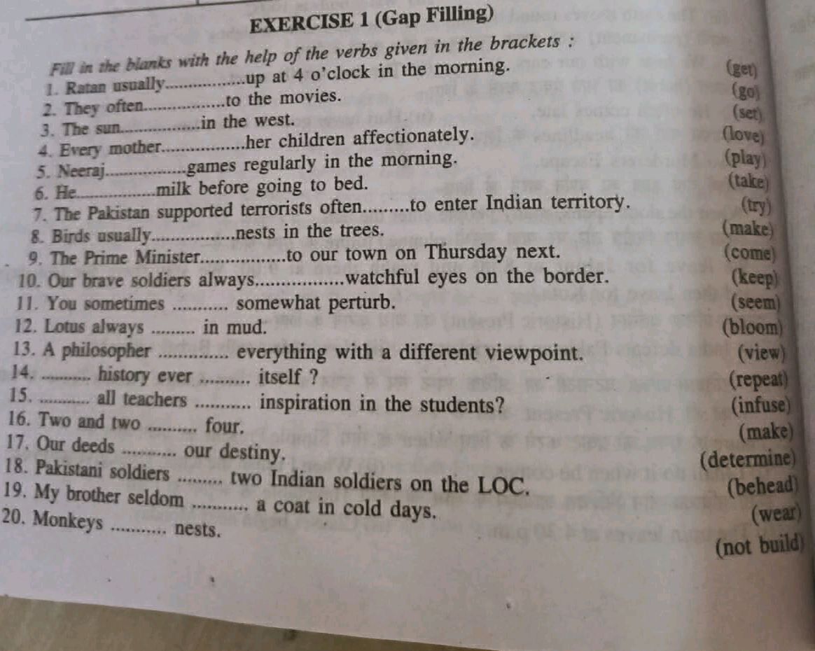 EXERCISE 1 (Gap Filling) Fill in the blanks | StudyX