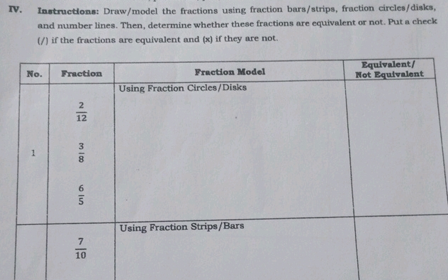 IV Instructions Draw/model the fractions | StudyX