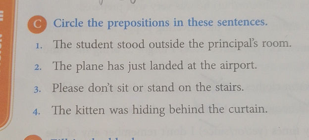 Circle the prepositions in these sentences 1 | StudyX