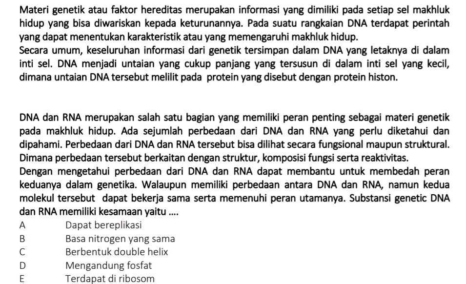 Materi genetik atau faktor hereditas | StudyX