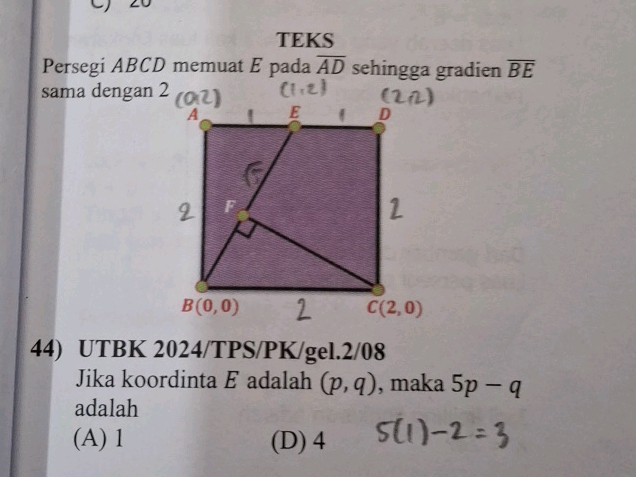TEKS Persegi ABCD memuat E pada AD sehingga | StudyX