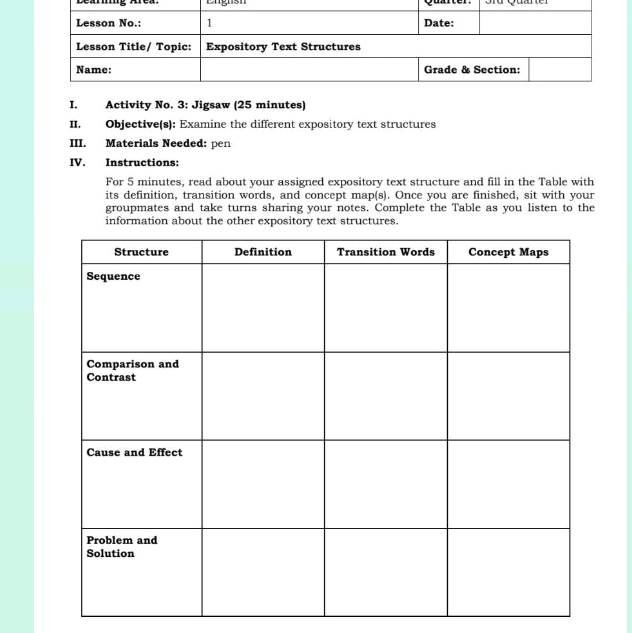 Lesson No 1 Lesson Title/Topic Expository | StudyX