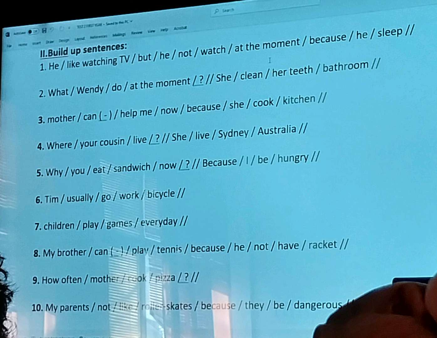 IIBuild up sentences 1 He/like watching | StudyX