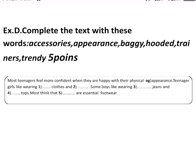 ExDComplete the text with these | StudyX