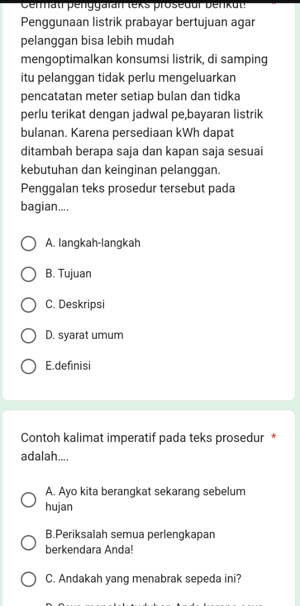 Cemati penggalan teks prosedur berikut | StudyX