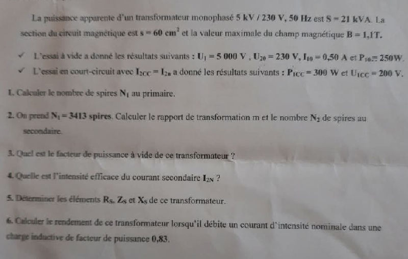 La puissance apparente dun transformateur | StudyX
