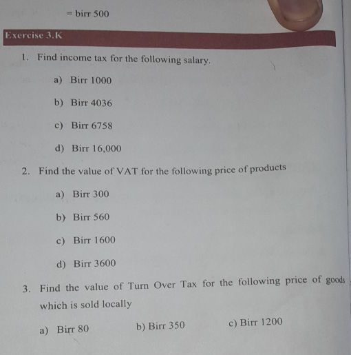 Exercise 3K 1 Find income tax for the | StudyX