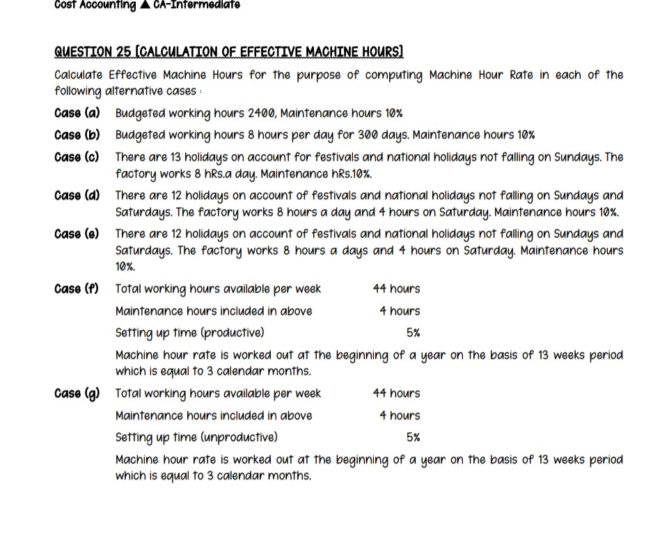 Calculate Effective Machine Hours for the purpose of computing Machine ...