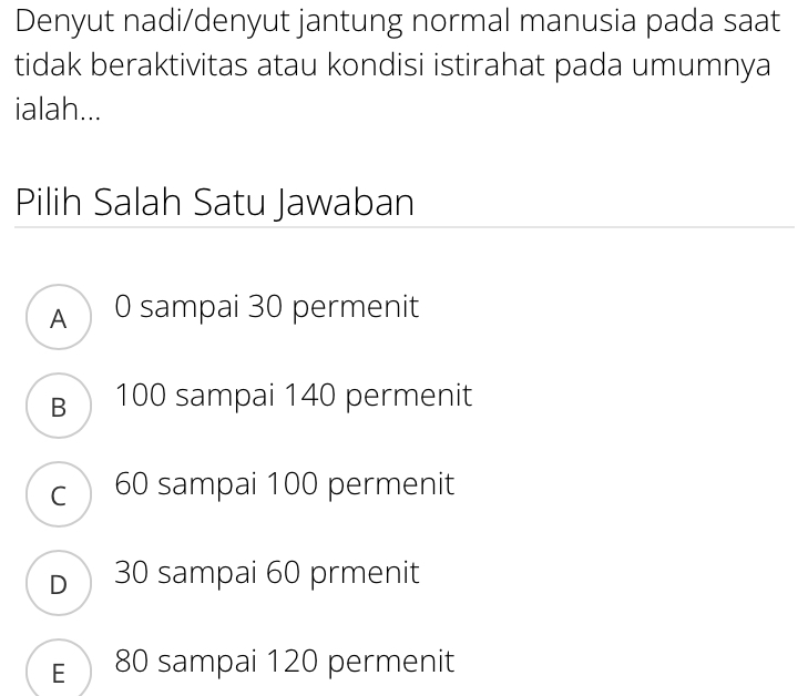 Denyut nadi/denyut jantung normal manusia | StudyX