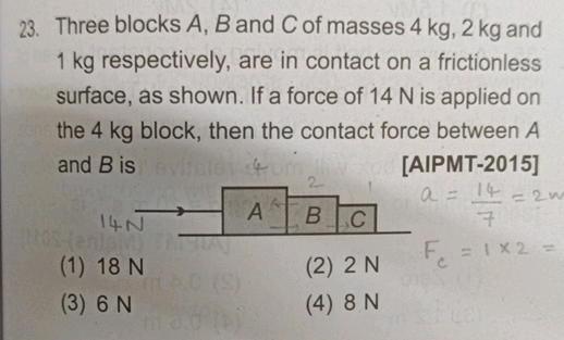 23 Three blocks A B and C of masses 4 kg 2 | StudyX