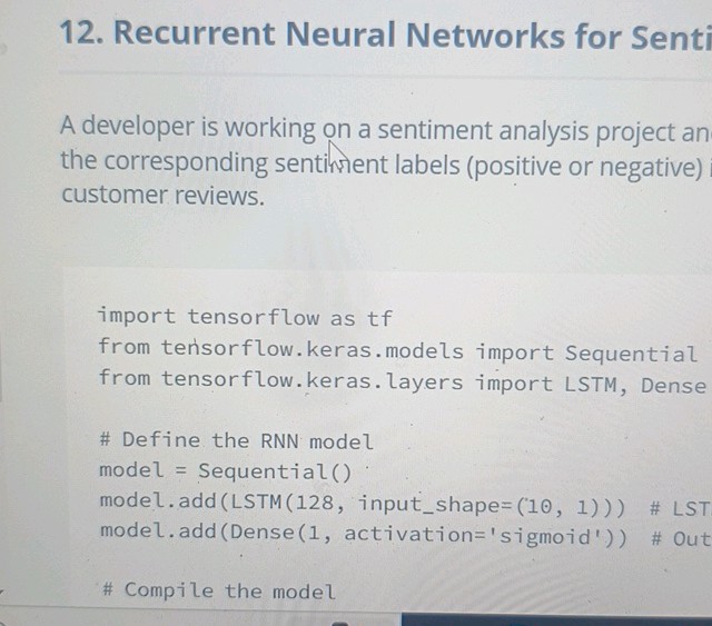 12 Recurrent Neural Networks for Senti A | StudyX