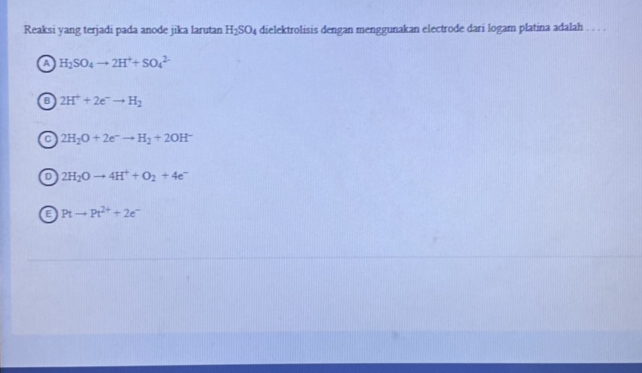 Reaksi yang terjadi pada anode jika larutan | StudyX
