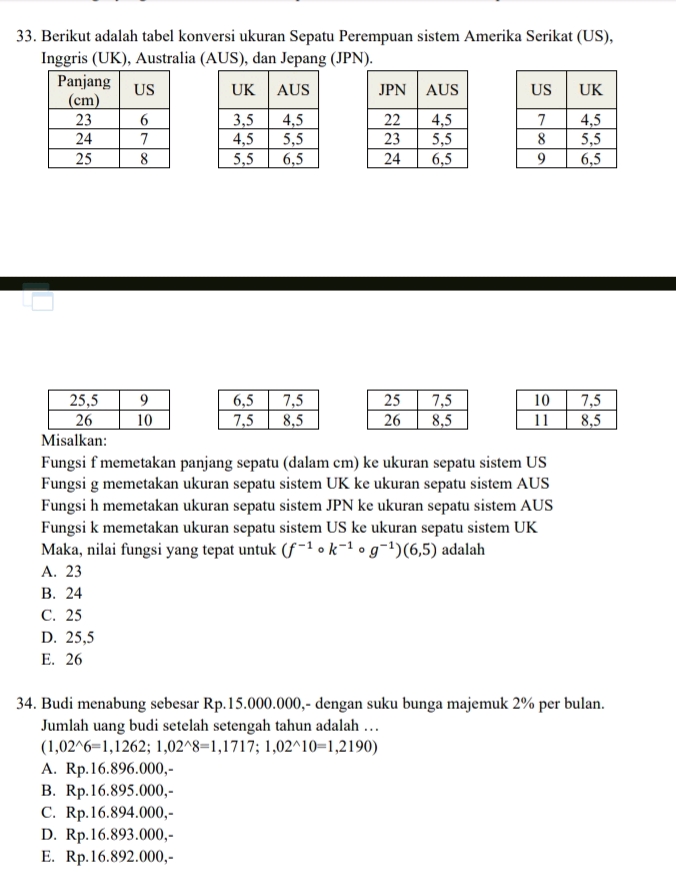 33 Berikut adalah tabel konversi ukuran | StudyX