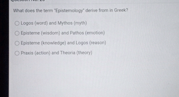 What does the term Epistemology derive from | StudyX