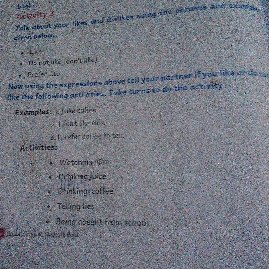 Activity 3 Talk about your likes and | StudyX