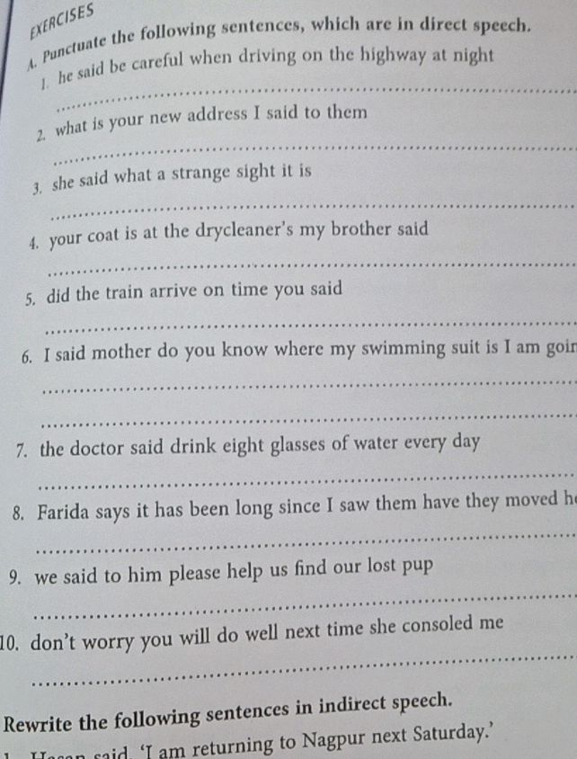 EXERCISES A Punctuate the following | StudyX