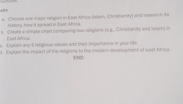 a Choose one major religion in East Africa | StudyX