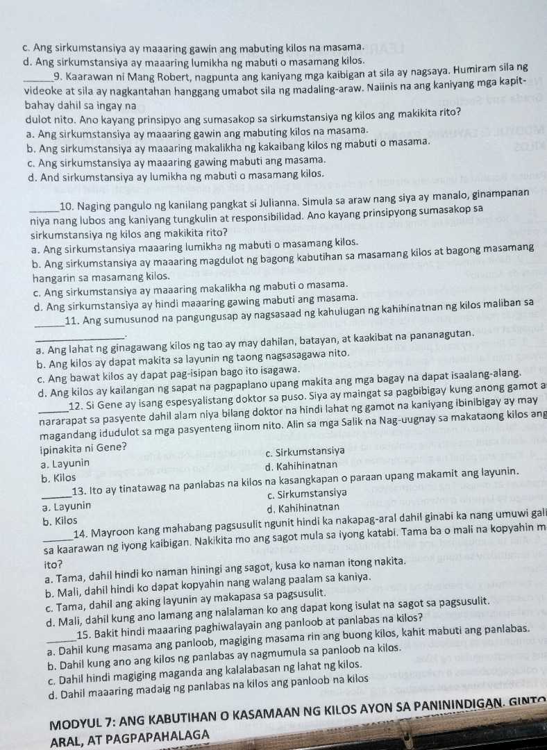 c Ang sirkumstansiya ay maaaring gawin ang | StudyX