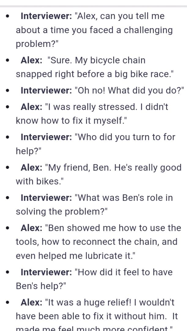 Interviewer Alex can you tell me about a | StudyX