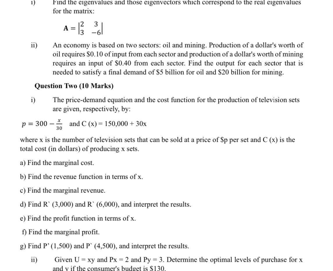 1) Find the eigenvalues and those | StudyX