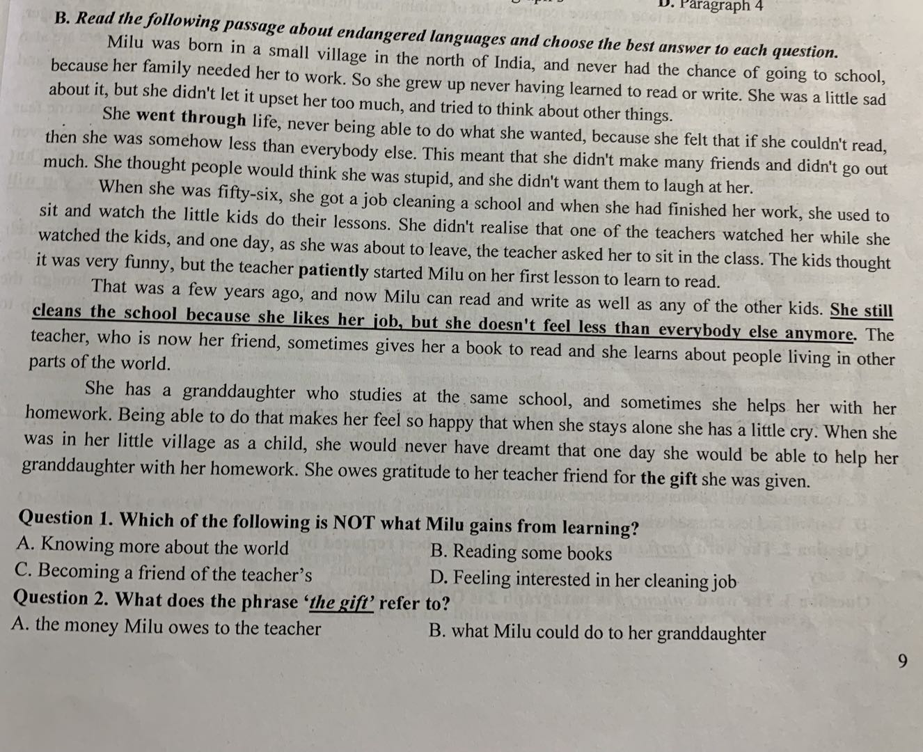 B Read the following passage about | StudyX