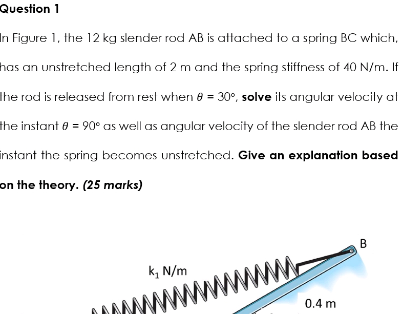 Question 1 In Figure 1 the 12 kg slender rod | StudyX