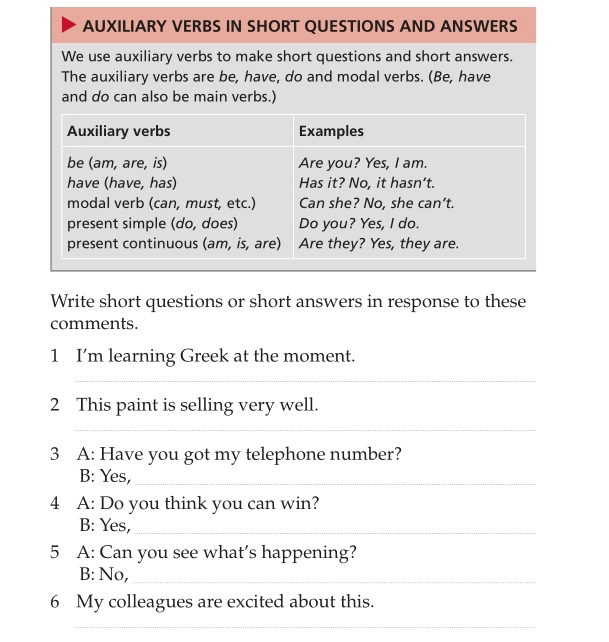 AUXILIARY VERBS IN SHORT QUESTIONS AND | StudyX