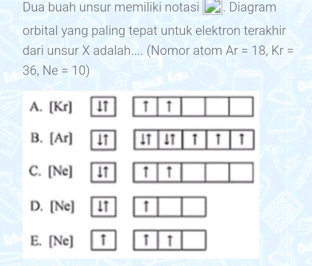 Dua buah unsur memiliki notasi orbital yang | StudyX