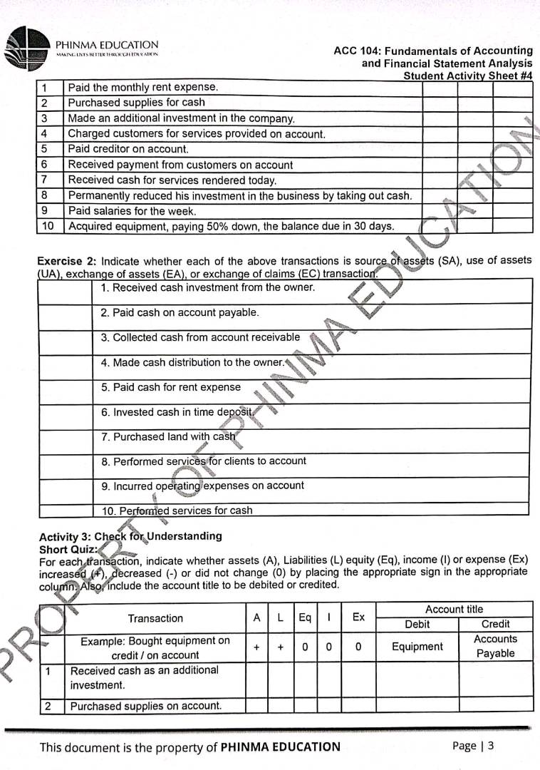 ACC 104 Fundamentals of Accounting and | StudyX